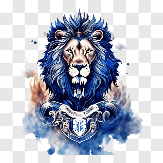 Download Blue Lion Head Emblem Symbolizing Animal Kingdom PNGs Online ...