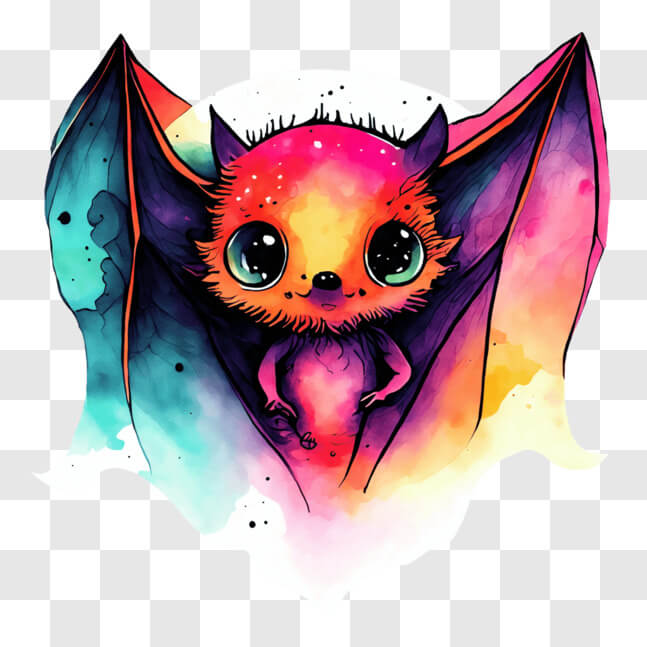 Download Colorful Drawing of a Cute Bat PNGs Online - Creative Fabrica