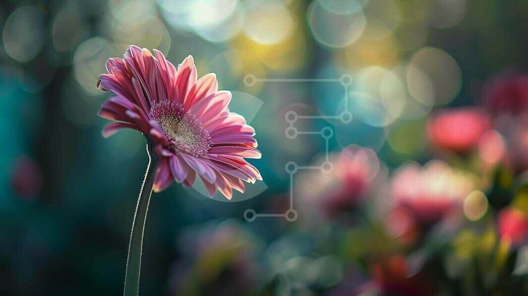 Beautiful Pink Flower in a Field of Flowers stock photo | Creative Fabrica