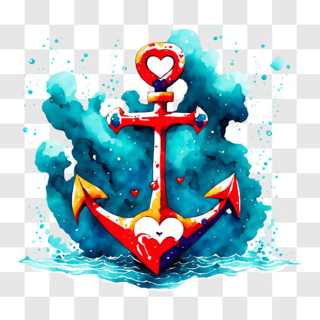 Download Heart-shaped Anchor in Ocean with Colorful Splashes PNGs ...