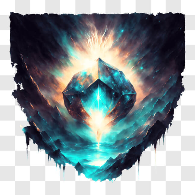 Download Abstract Painting of Glowing Crystal in Water with Ice PNGs ...