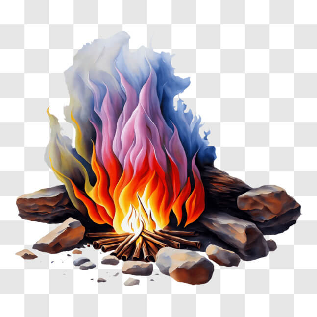 Download Colorful Campfire in Outdoor Setting PNGs Online - Creative ...