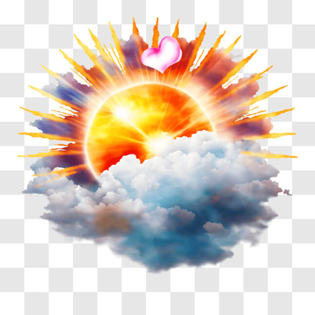 Download Sun and Heart-Shaped Cloud in the Sky PNGs Online - Creative ...