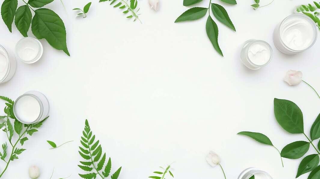 Download Natural Skincare Products on White Background with Green ...