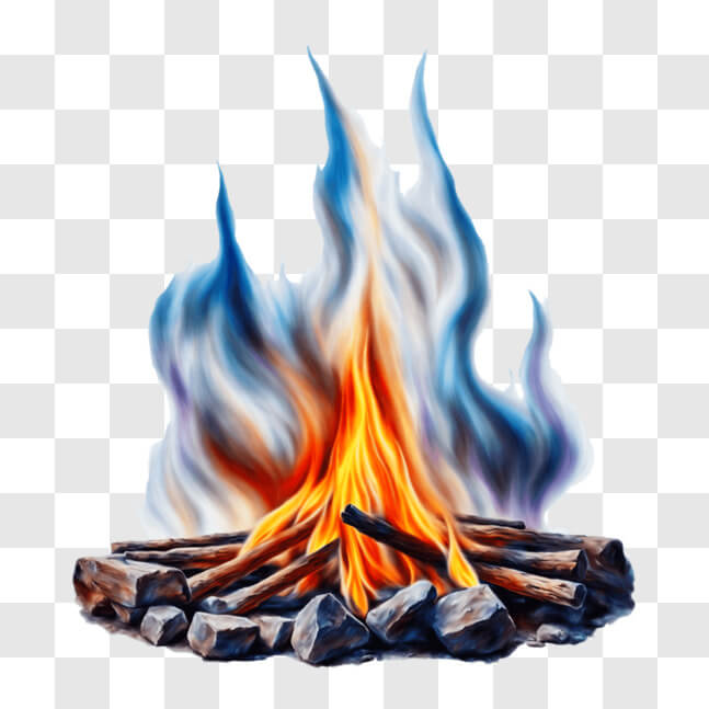 Download Blue Flame Campfire Image PNGs Online - Creative Fabrica