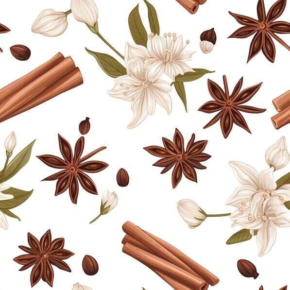 Download Seamless Spice Pattern with Cinnamon Sticks and Flowers ...
