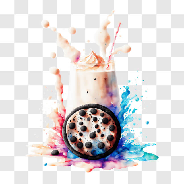 Download Delicious Oreo Cookie and Milkshake with Colorful Paint ...
