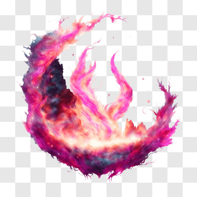 Download Crescent Moon with Pink Flames and Stars PNGs Online ...