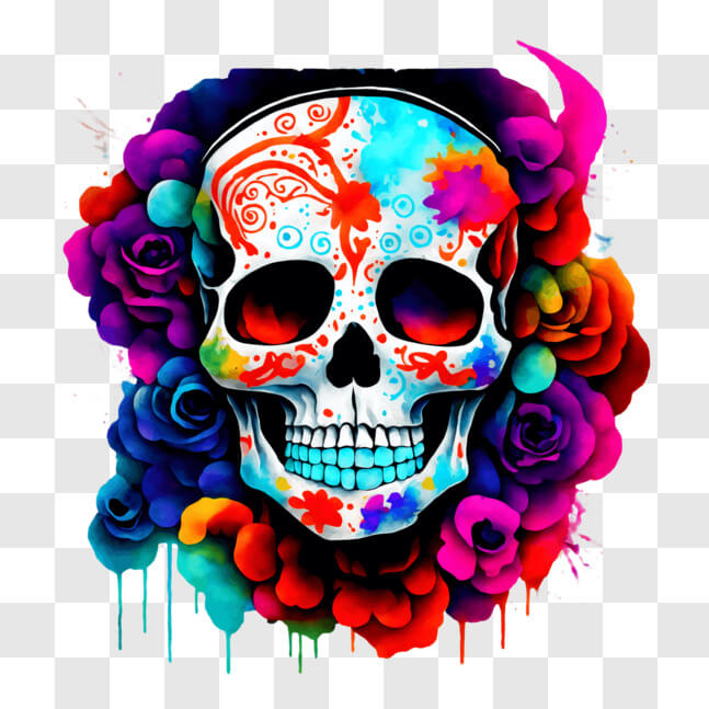 Baixe Caveira Colorida com Flores e Caveiras de Açúcar para o Dia de ...