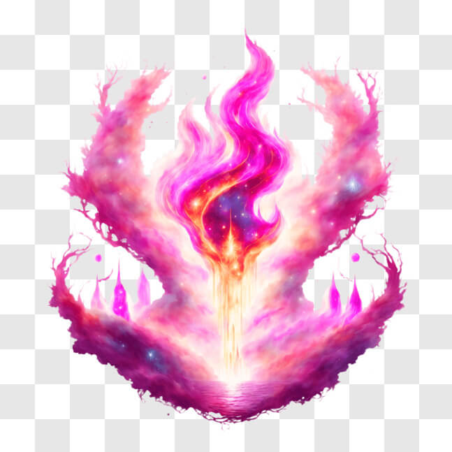 Download Fantasy Pink Tree with Fire PNGs Online - Creative Fabrica