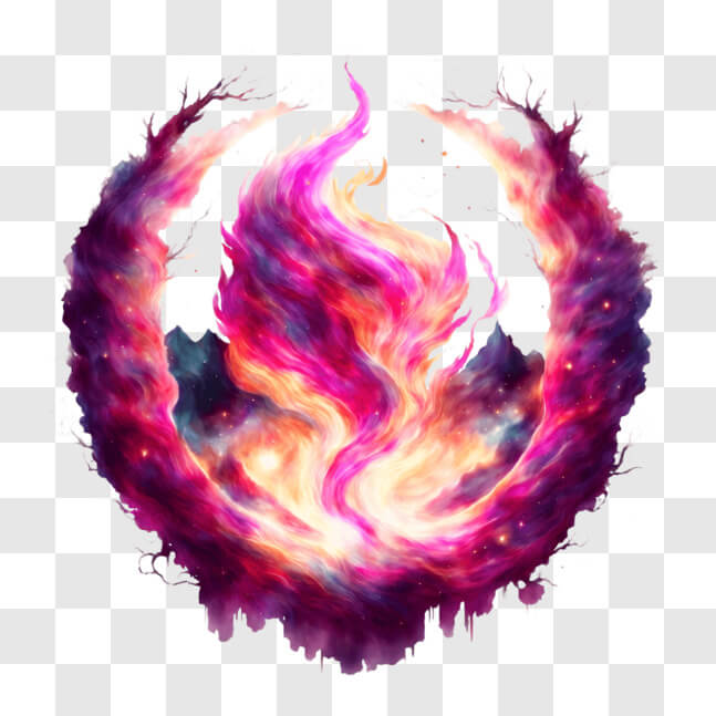 Télécharger Symbole du feu avec cercle rose, violet et bleu PNGs En ...