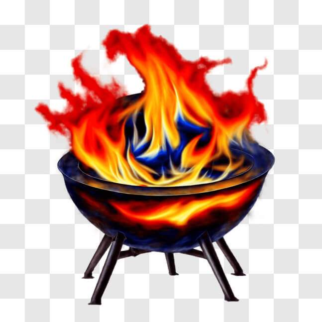 Download Colorful BBQ Grill with Flames for Outdoor Cooking PNGs Online ...