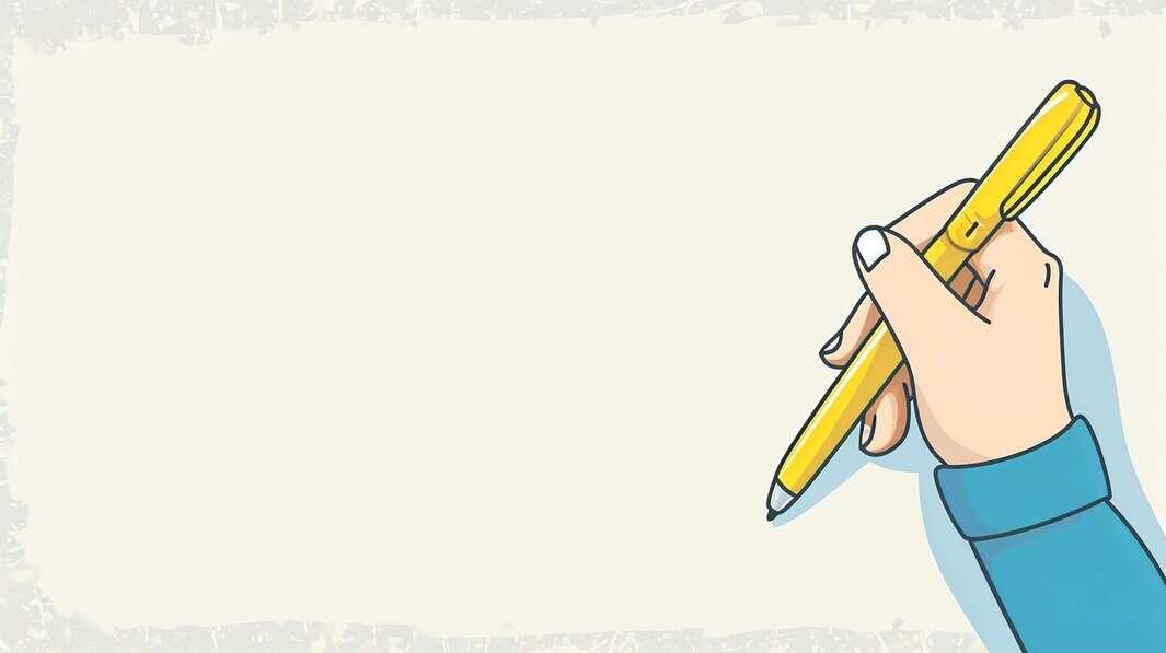 Download Hand writing with yellow pen on empty paper Backgrounds Online ...