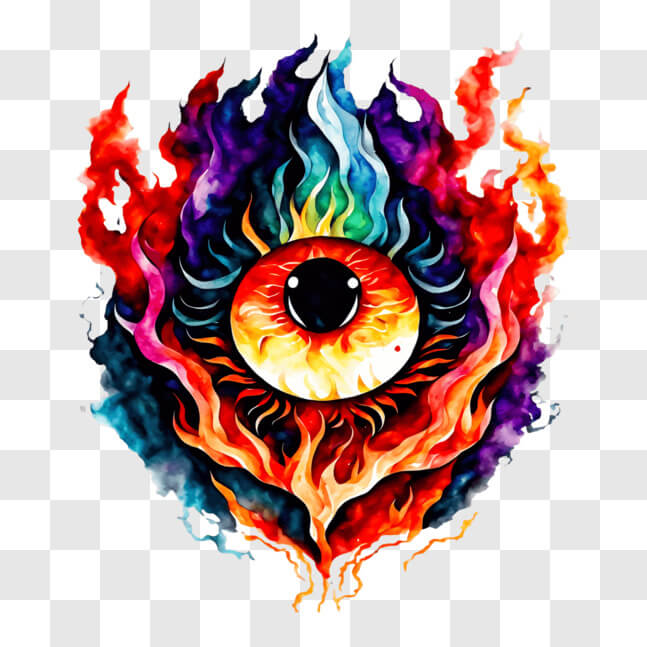 Download Colorful Eye with Flames PNGs Online - Creative Fabrica