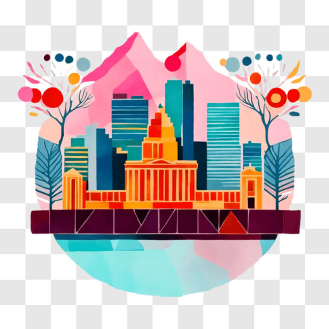 Download City Skyline Illustration with Colorful Buildings and Trees in ...