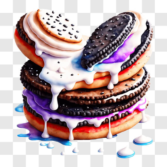 Download Stack of Colorful Oreo Cookies with Icing PNGs Online ...
