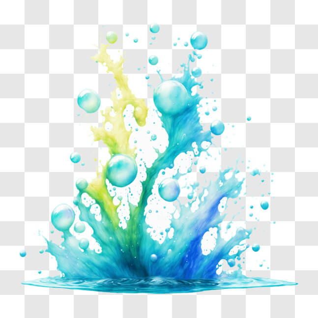Download Colorful Splash of Water with Bubbles in the Air PNGs Online ...