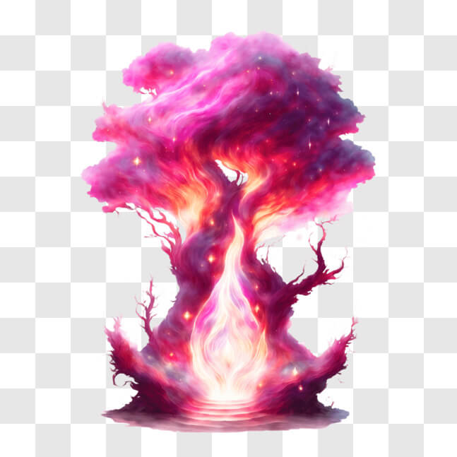 Download Abstract Pink Tree with Flames PNGs Online - Creative Fabrica