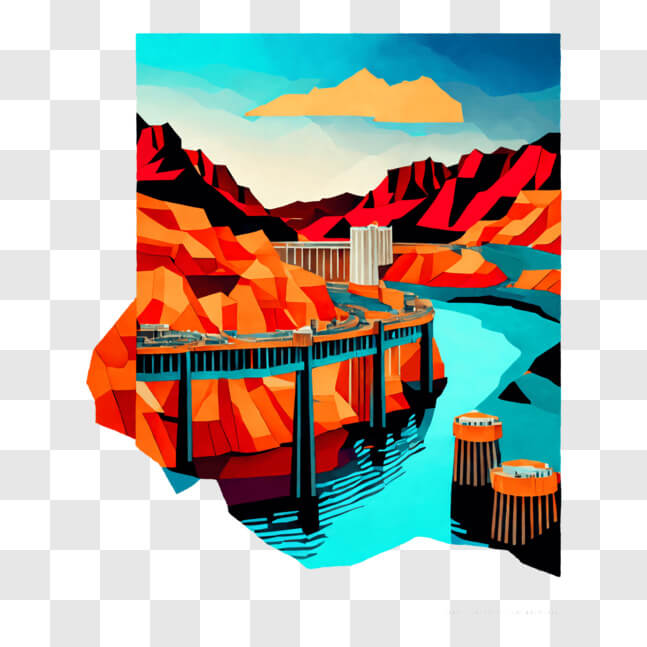 Download Hoover Dam in Nevada, USA with colorful poster and bridges ...