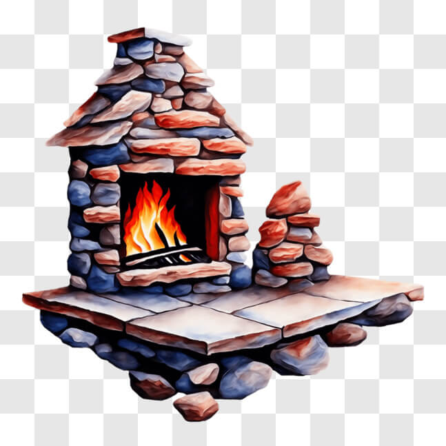 Download Stone Fireplace in Outdoor Setting PNGs Online - Creative Fabrica
