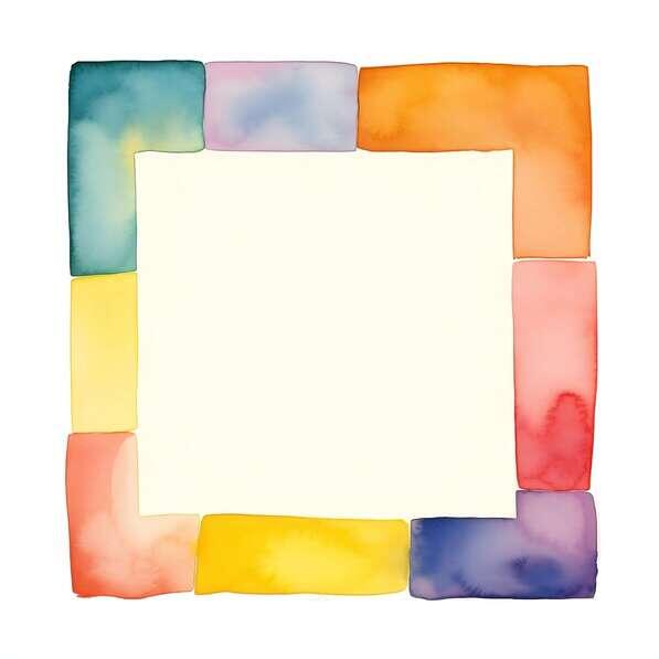 Download Colorful Watercolor Block Square Frame for Artwork and Photos ...