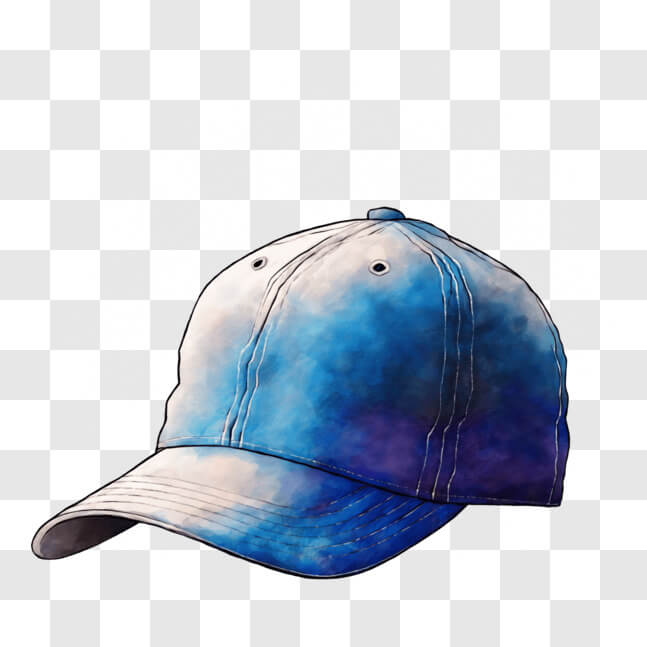 Download Blue and White Watercolor Baseball Cap on Scattered Snowflakes ...