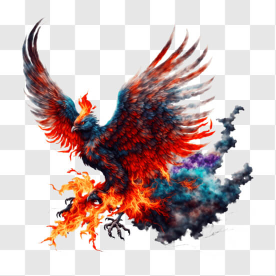 Download Blue and Red Phoenix on Fire with Spread Wings PNGs Online ...