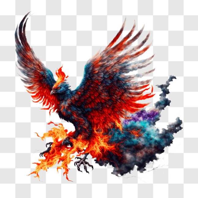 Download Colorful Fire-Breathing Phoenix with Outstretched Wings PNGs ...