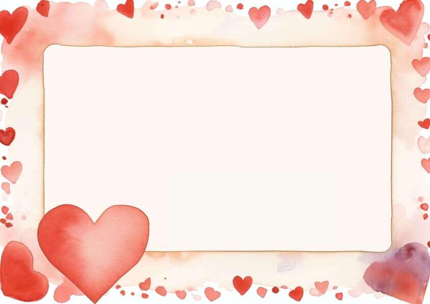 Download Watercolor Frame with Red Hearts Backgrounds Online - Creative ...