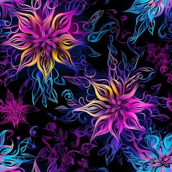 Download Brightly Colored Floral Pattern in Blue, Purple, and Pink ...