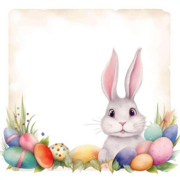 Download White Bunny in Easter-Themed Frame with Colorful Eggs ...