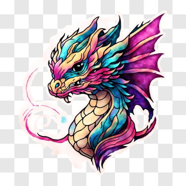 Download Colorful Dragon Head Sticker with Rainbow Design PNGs Online ...