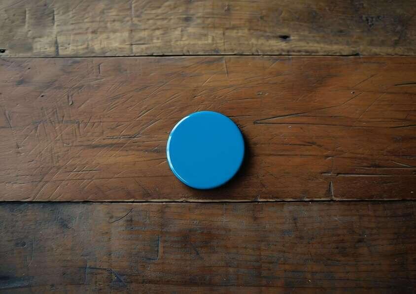 Download Blue Button on Old Wooden Table Mockups Online - Creative Fabrica
