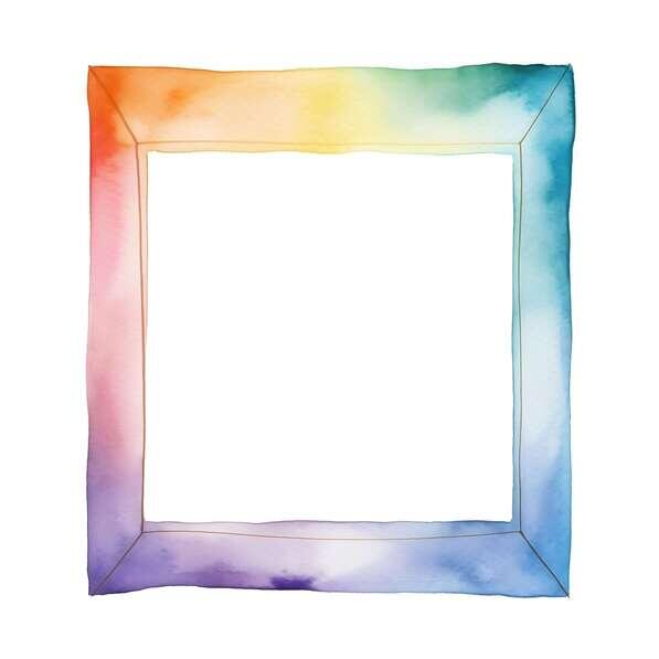 Download Rainbow Watercolor Square Frame for Wall Decor Backgrounds ...