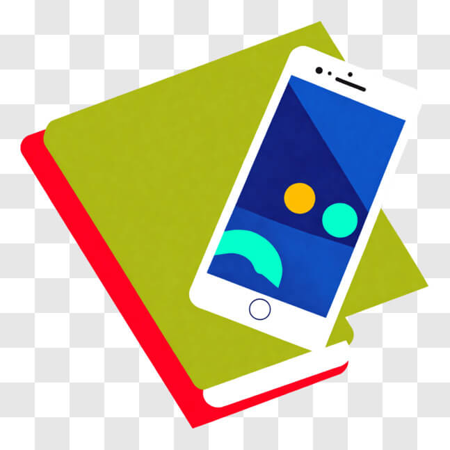 Download White Smartphone on Open Book with Colorful Dots PNGs Online ...