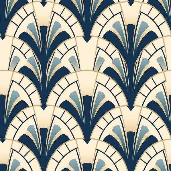 Download Blue and White Floral Art Deco Seamless Pattern Patterns ...