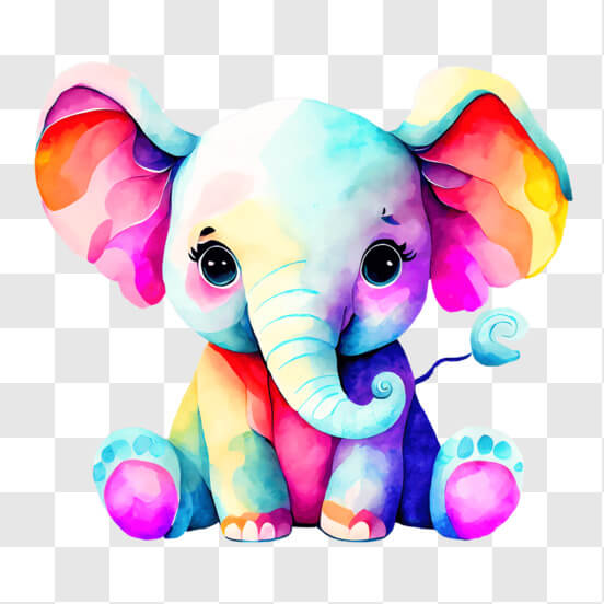 Download Smiling Colorful Elephant on Black Background PNG Online ...