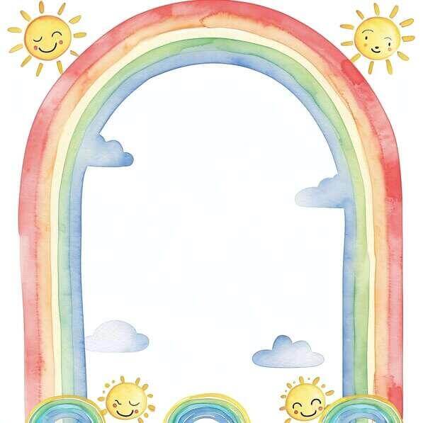 Download Colorful Rainbow Frame with Suns and Clouds Backgrounds Online ...