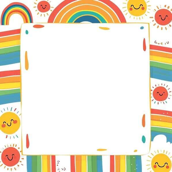 Download Colorful Frame with Rainbow, Sun, and Smiley Faces Backgrounds ...