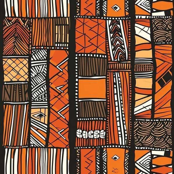 Download Seamless African Art Pattern in Orange, Black, and White ...