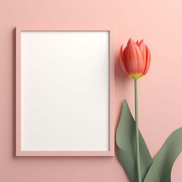 Download Pink Frame with Red Tulip and Empty Frame Mock-Up Backgrounds ...