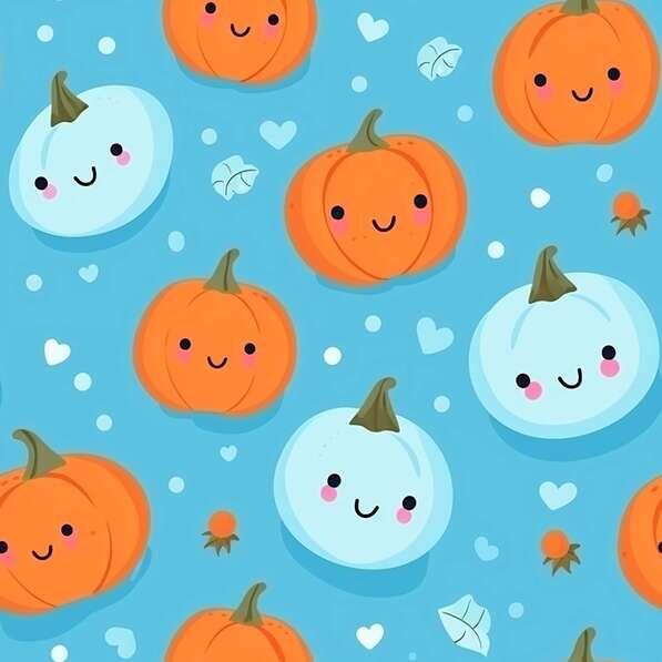 Download Cute Pumpkin and Heart Seamless Pattern for Fall and Halloween ...