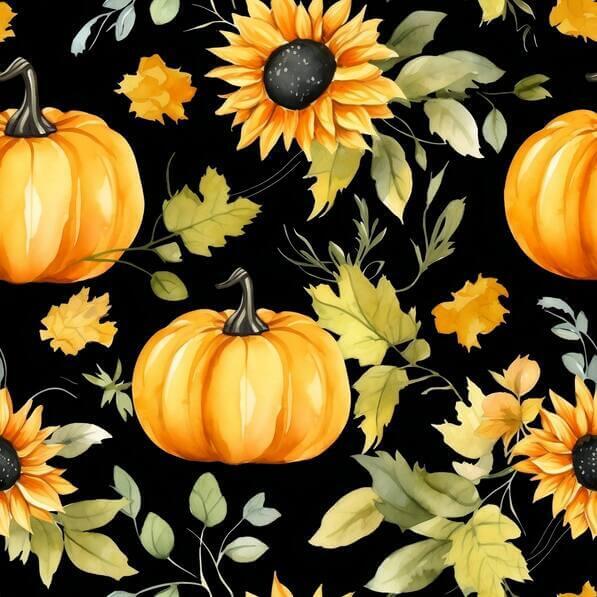 Download Fall-themed Seamless Pattern with Pumpkins, Leaves, and ...