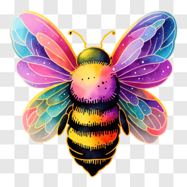 Download Colorful Bee with Brightly Colored Wings PNGs Online ...