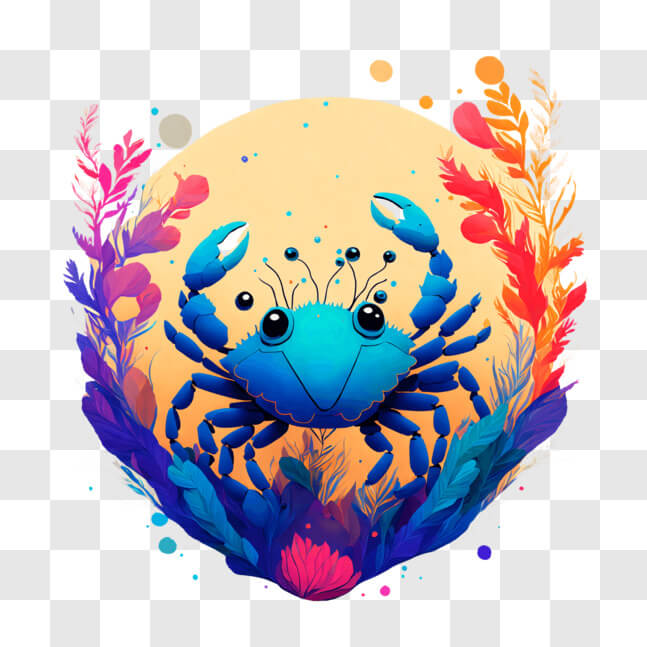 Download Happy Blue Crab in Colorful Coral Reef PNGs Online - Creative ...