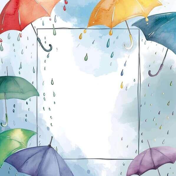 Download Colorful Umbrella Watercolor Painting in the Rain Backgrounds ...