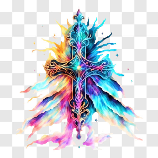 Download Colorful Cross with Swirls Illustration PNGs Online - Creative ...