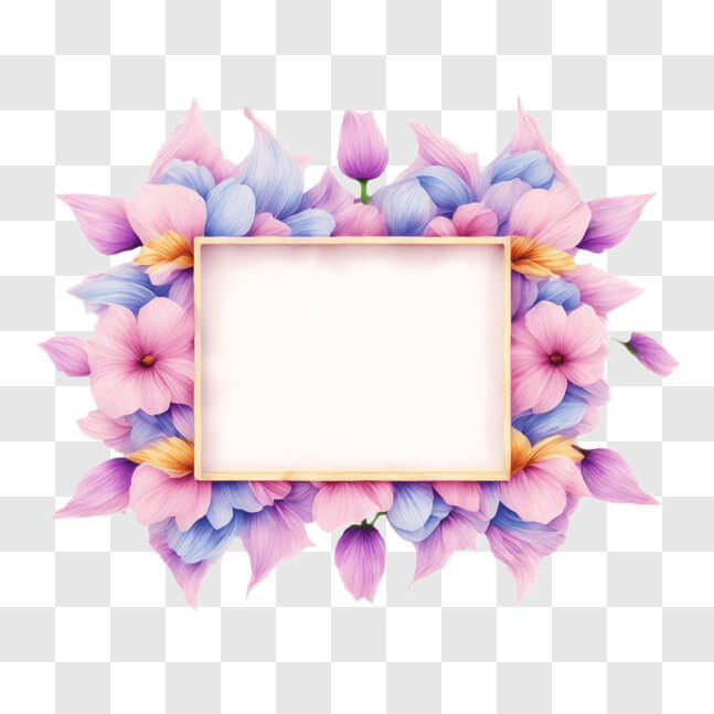 Download Pink and Purple Flower Frame for Photos and Artwork PNGs ...