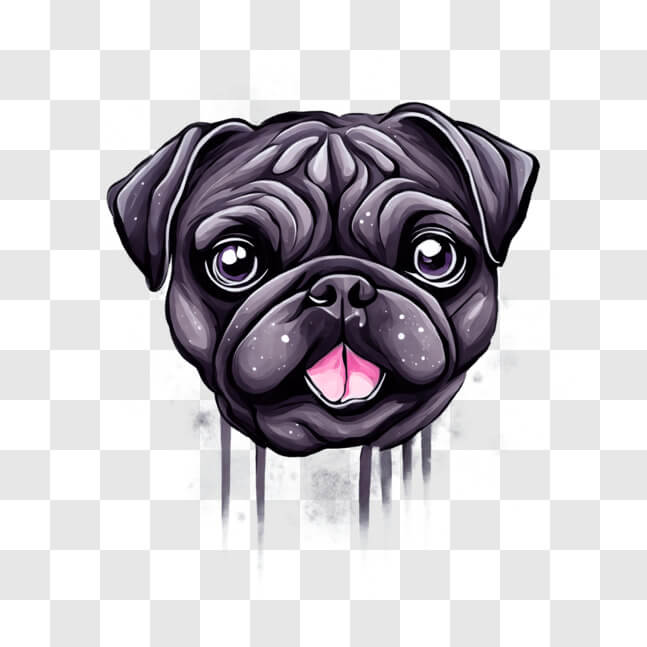 Download Black Pug Dog with Paint Dripping Illustration PNGs Online ...