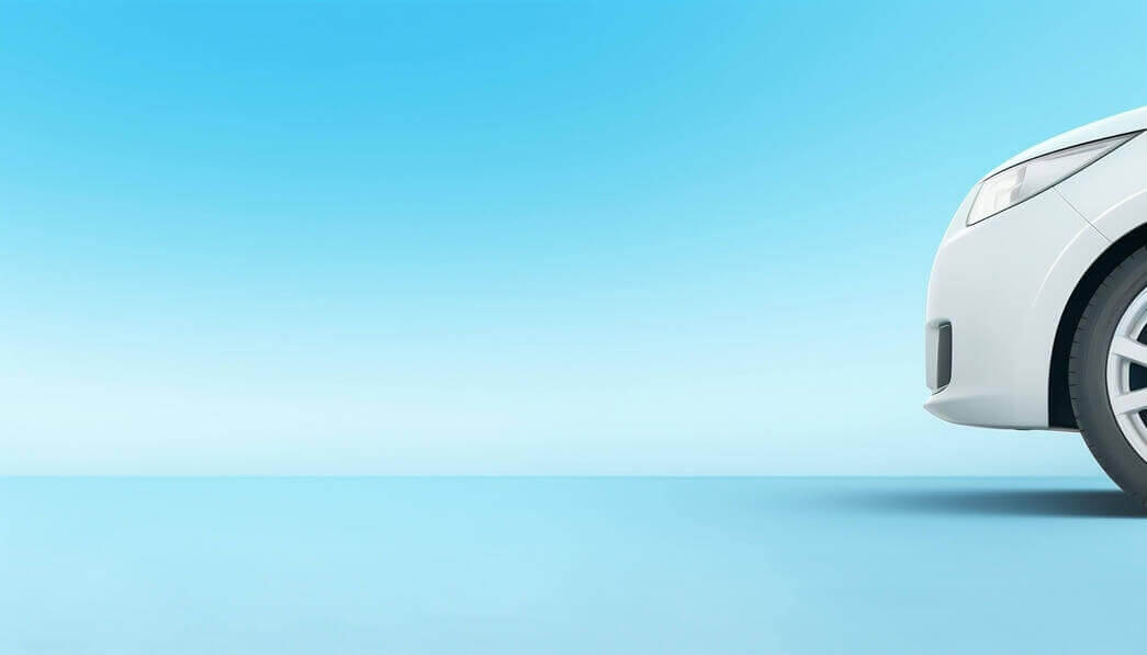 Download White Electric Car on Blue Background with Front Wheel in ...